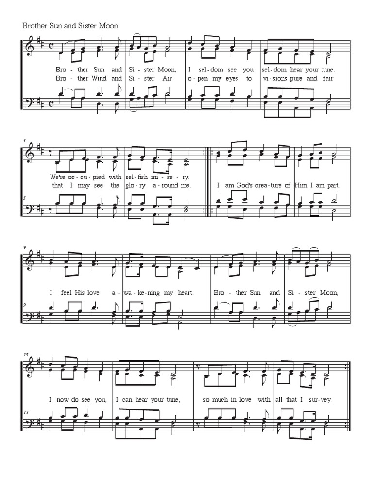 Brother Sun, Sister Moon SATB | PDF | La nature