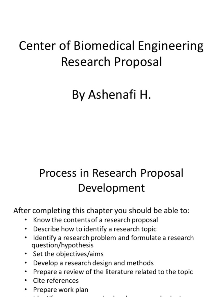 Center of Biomedical Engineering Research Proposal by Ashenafi H | PDF ...