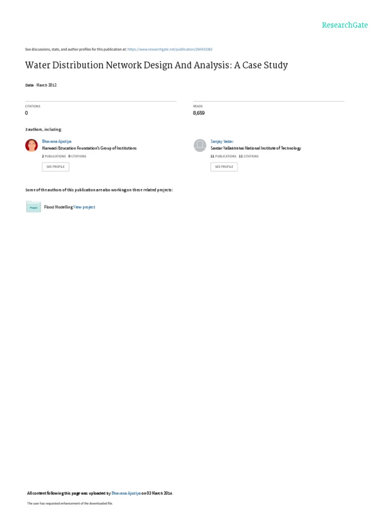 Water Distribution Network Design and Analysis: A Case Study | PDF ...