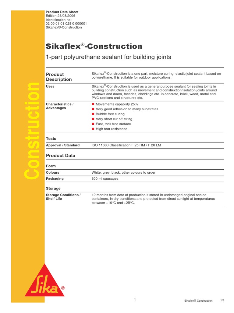Sika Construction Data Sheet | PDF | Materials | Building Engineering