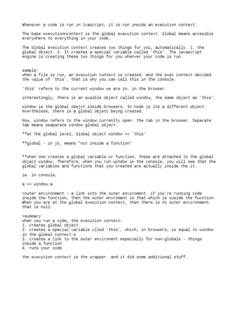 Lecture 9 - Conceptual Aside Syntax Parsers, Execution Context and Lexical Environments | PDF