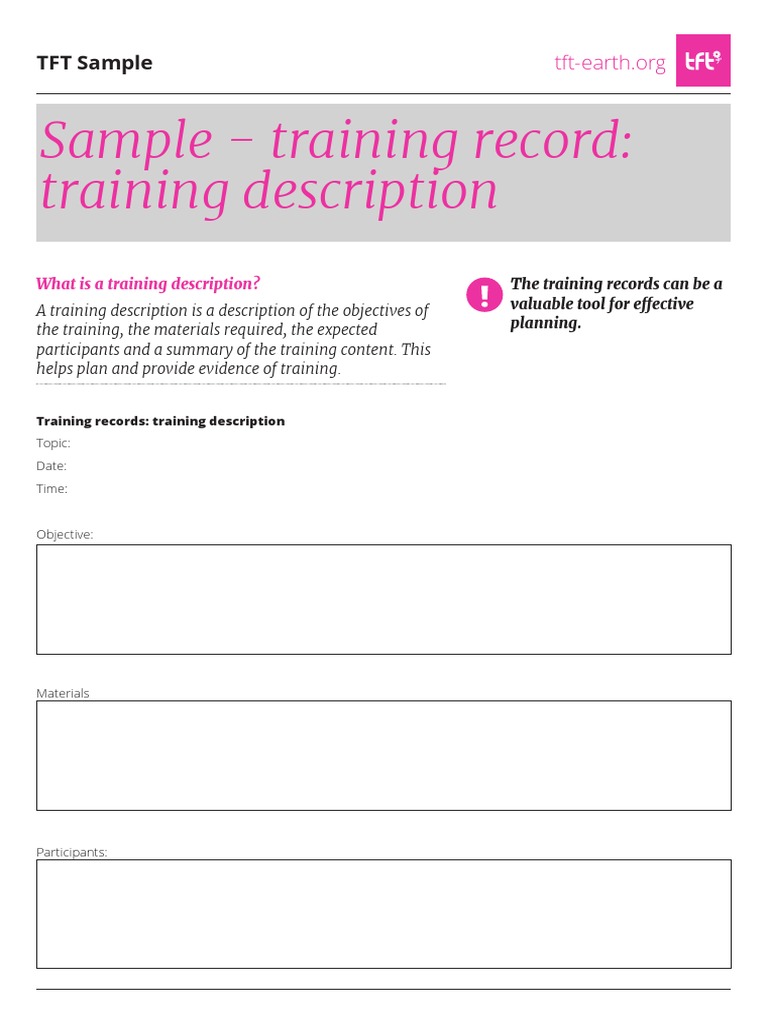 Sample - Training Record: Training Description | PDF
