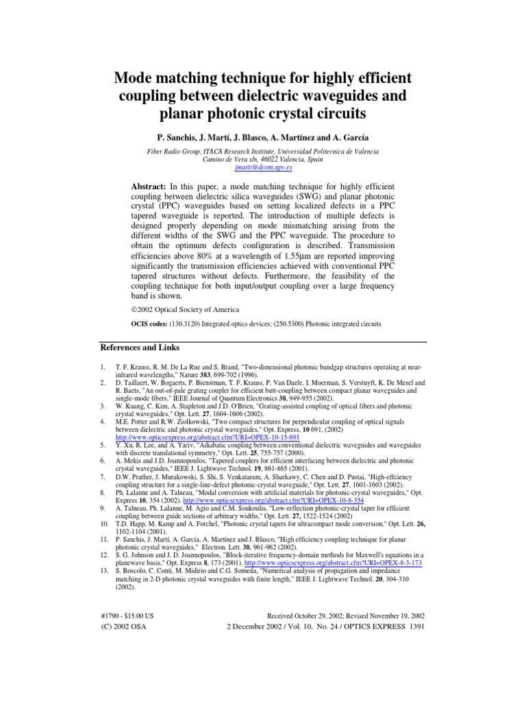 Optimizing Mode Matching Between Dielectric and Photonic Crystal Waveguides Through Multiple ...