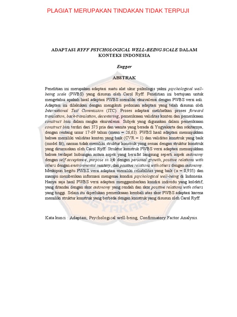123dok Adaptasi+Ryff+Psychological+Well-being+scale+dalam+konteks ...