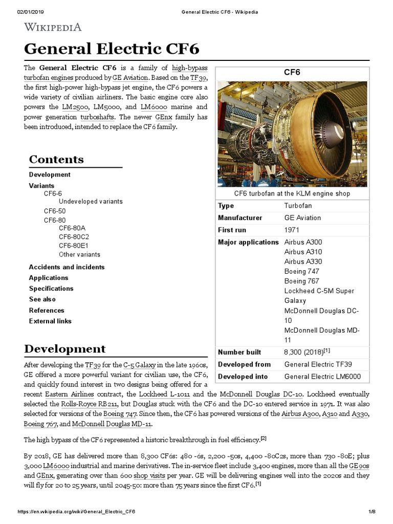 General Electric CF6 | PDF | Gas Technologies | Aircraft