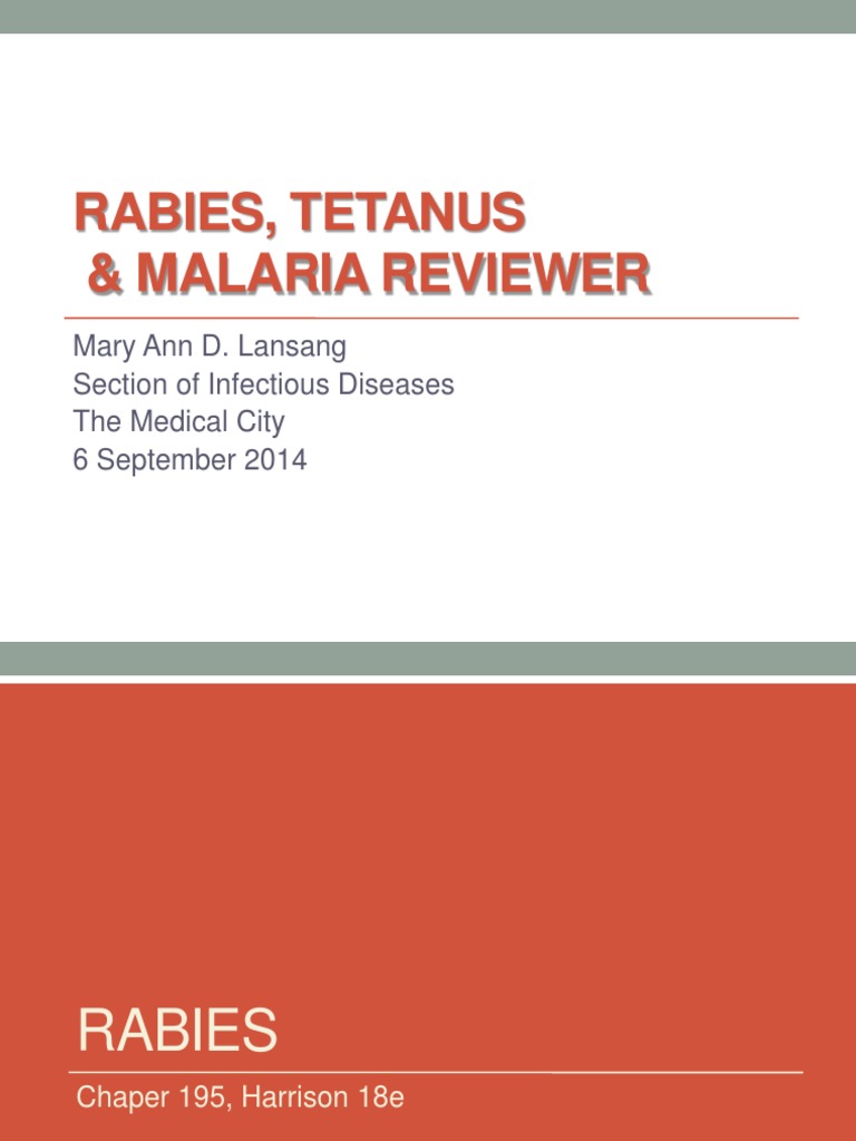 Rabies, Malaria, Tetanus PSBIM Review 2014 | PDF | Rabies | Malaria