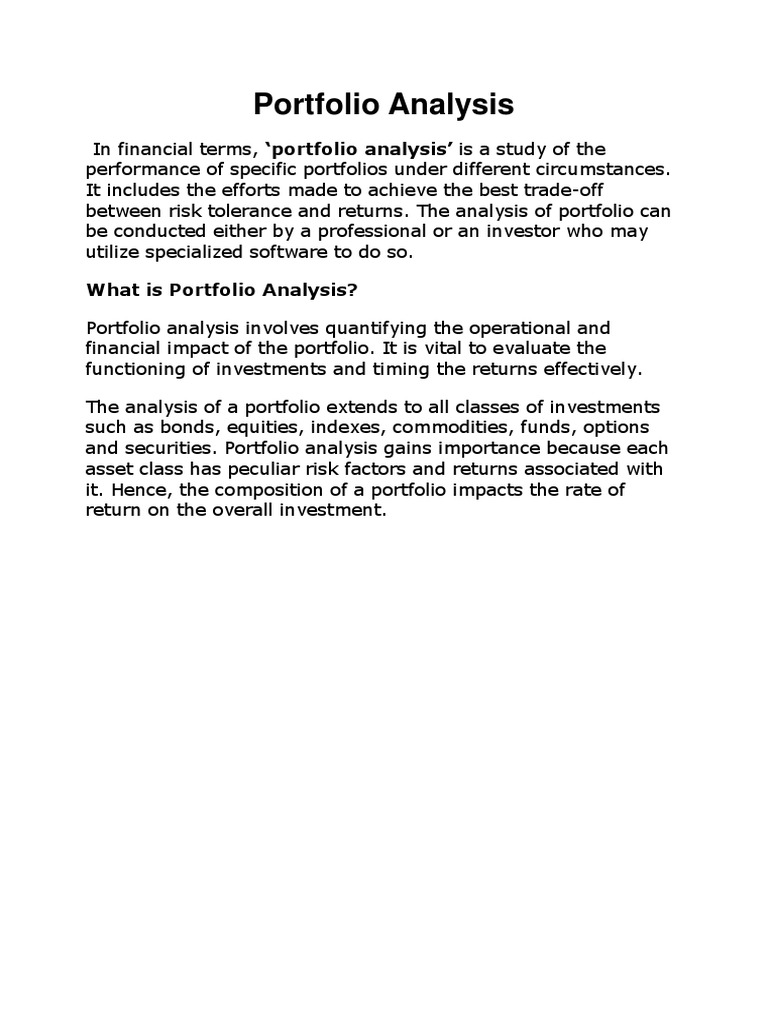 What Is Portfolio Analysis? | PDF
