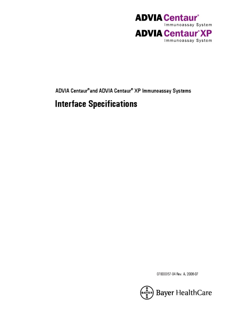 ADVIA Centaur®and ADVIA Centaur® XP Immunoassay Systems Interface ...