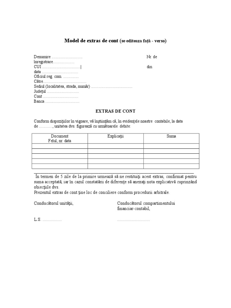 Model Extras de Cont | PDF