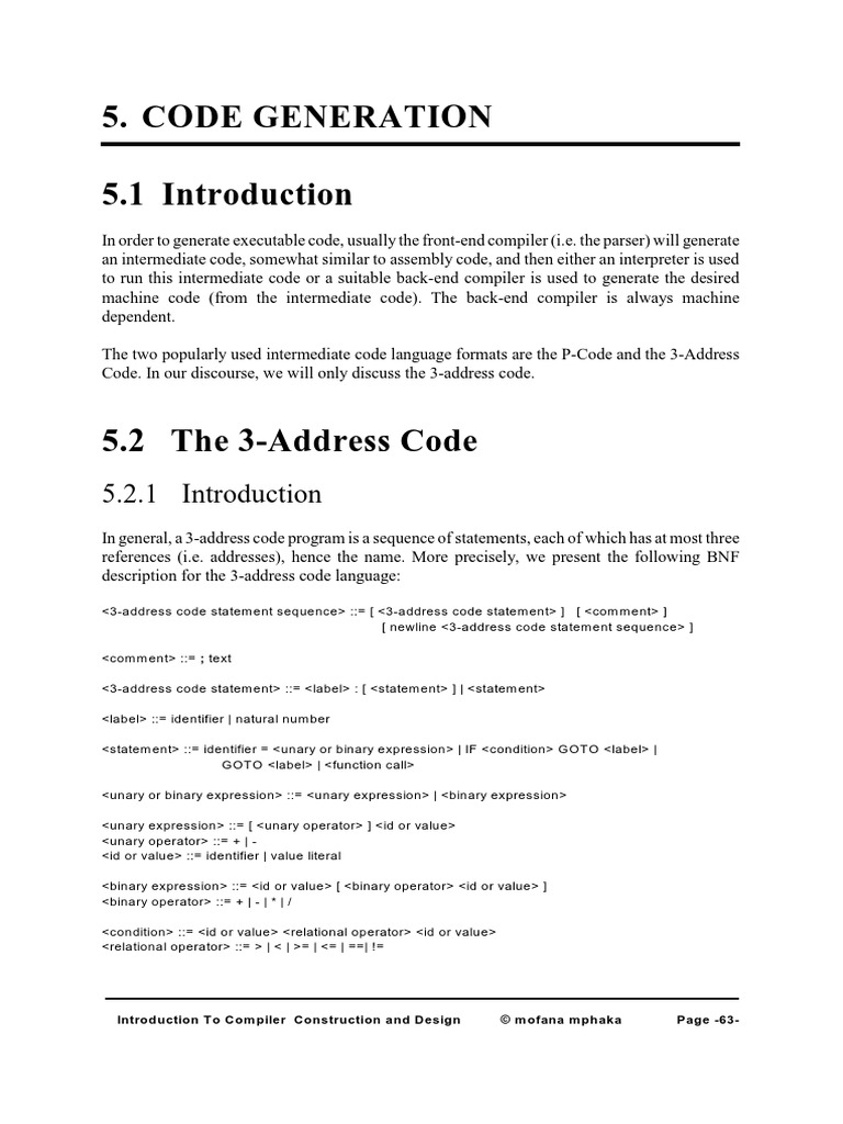 Chapter 05 (Code Generation) PDF | PDF | Array Data Structure | Control Flow