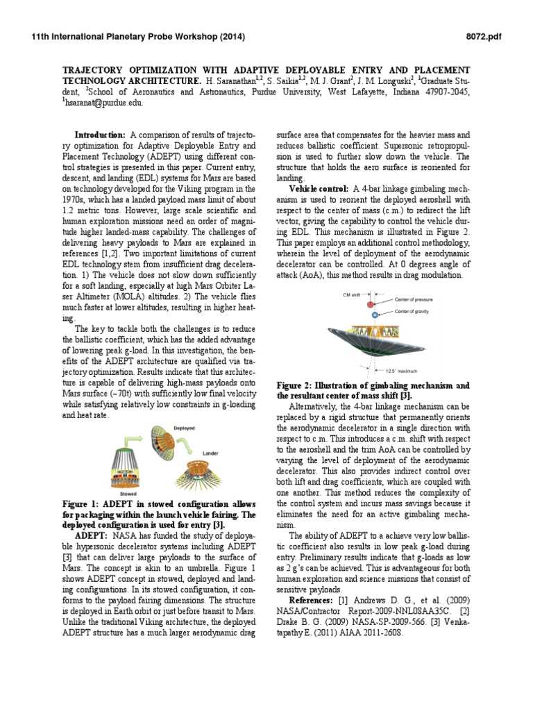 Trajectory Optimization With Adaptive Deployable Entry and Placement ...