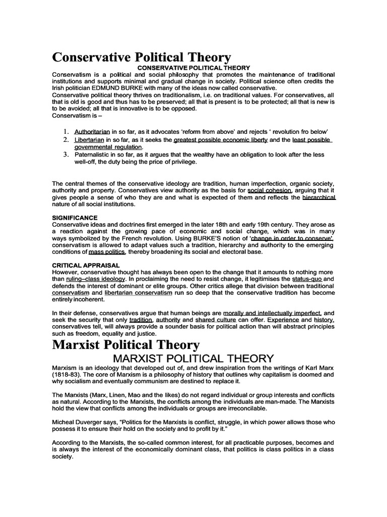 Political Theory Notes | Download Free PDF | Conservatism | Marxism