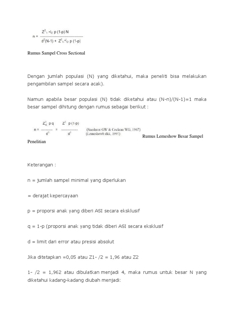 Rumus Sampel Cross Sectional | PDF