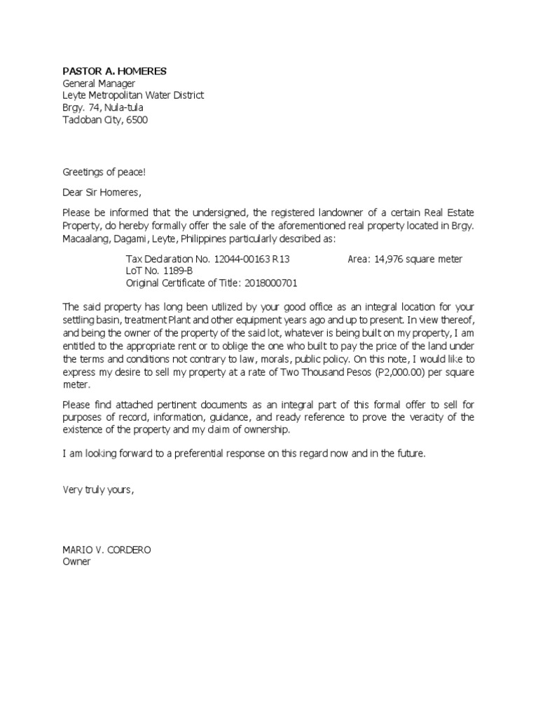 Letter To LMWD | PDF