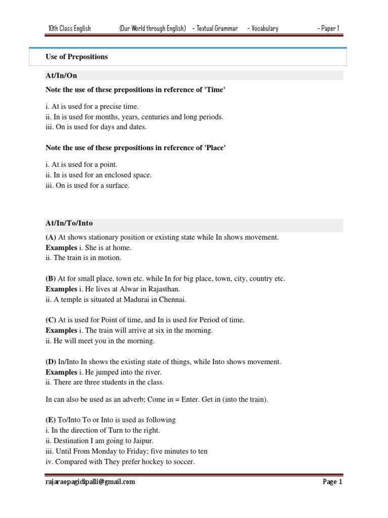 10th Class English Textual Grammar and Vocabulary - Our World Through English - SSC Material ...