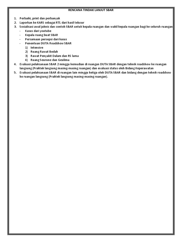 Contoh Sbar Terbaru Dengan Kasus | PDF