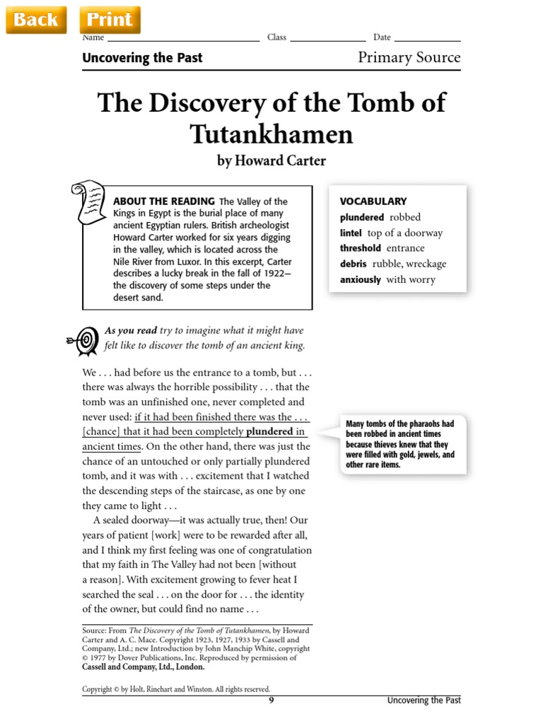 Primary Source Tut - S Tomb | PDF | Tutankhamun
