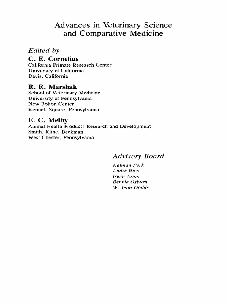 (Advances in Veterinary Science and Comparative Medicine 34) Richard A ...
