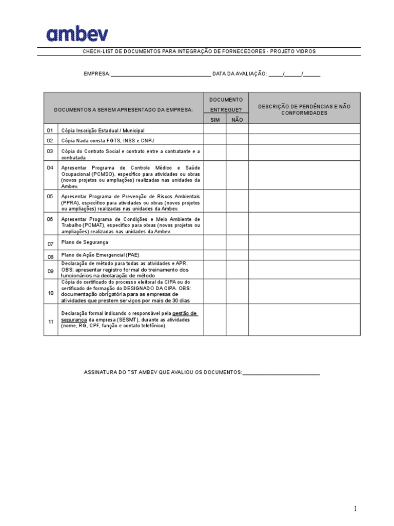 Check-list Doc Empresa