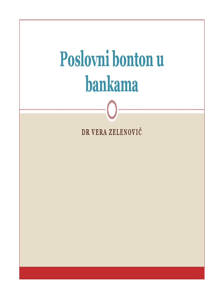 Poslovni Bonton U Bankama | PDF