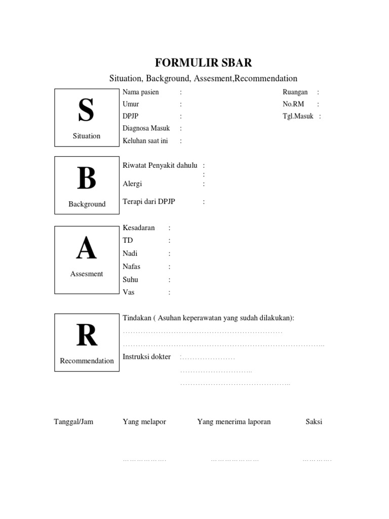 Formulir SBAR untuk Laporan Medis | PDF