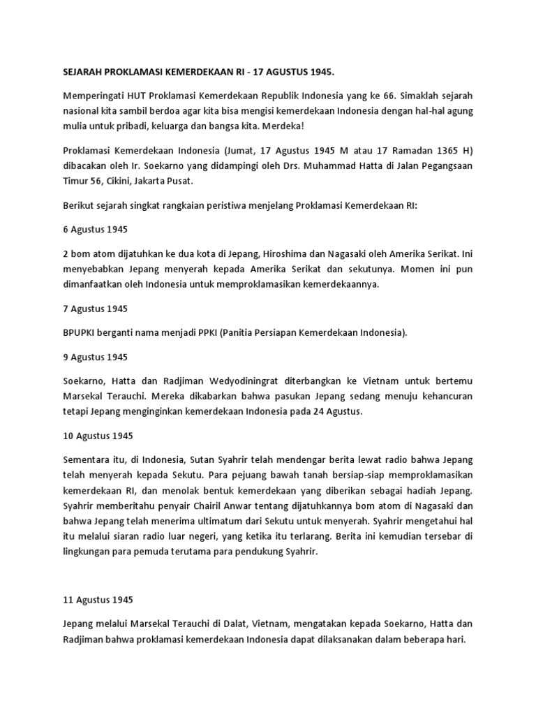 Sejarah Proklamasi Kemerdekaan RI | PDF