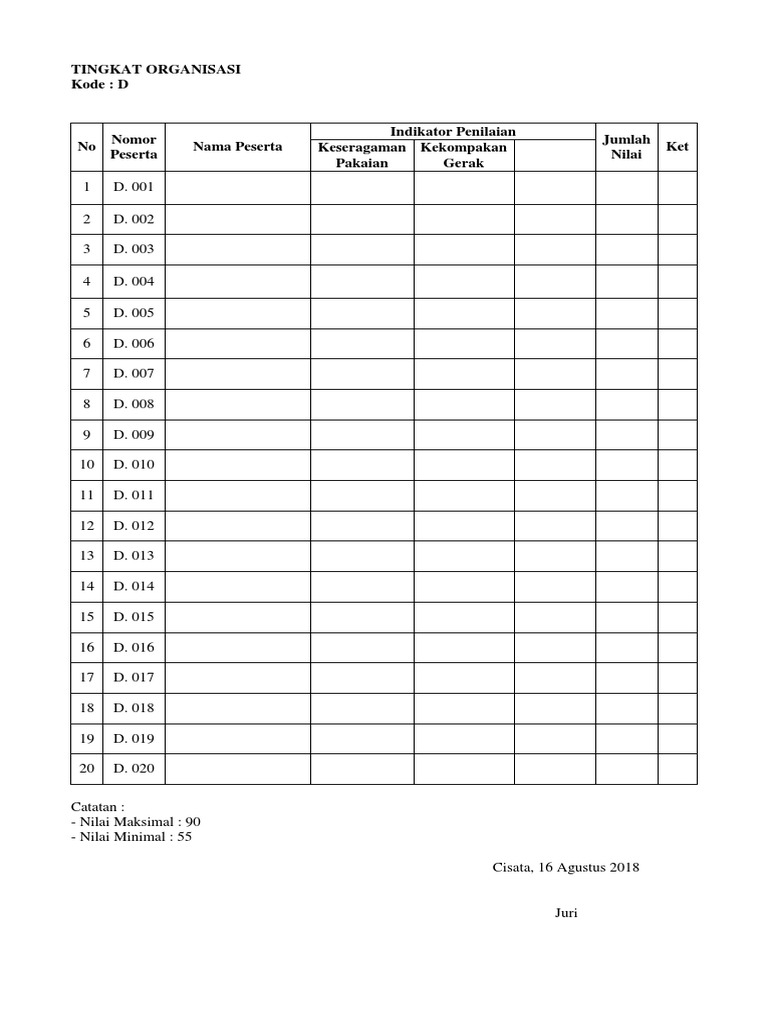 Format Penilaian Gerak Jalan | PDF