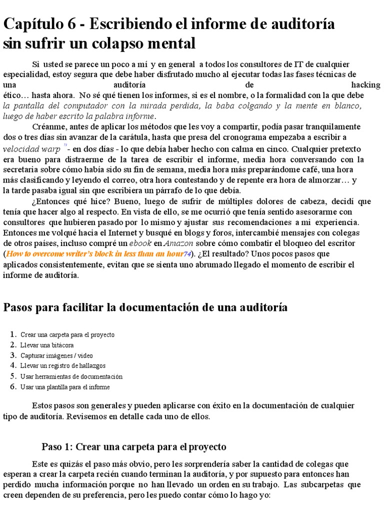 Como Escribir Un Informe de Auditoria Informatica | PDF | Archivo de ...