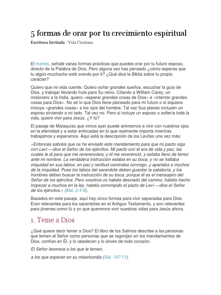 5 Formas de Orar Por Tu Crecimiento Espiritual | PDF | Oración | Pecado