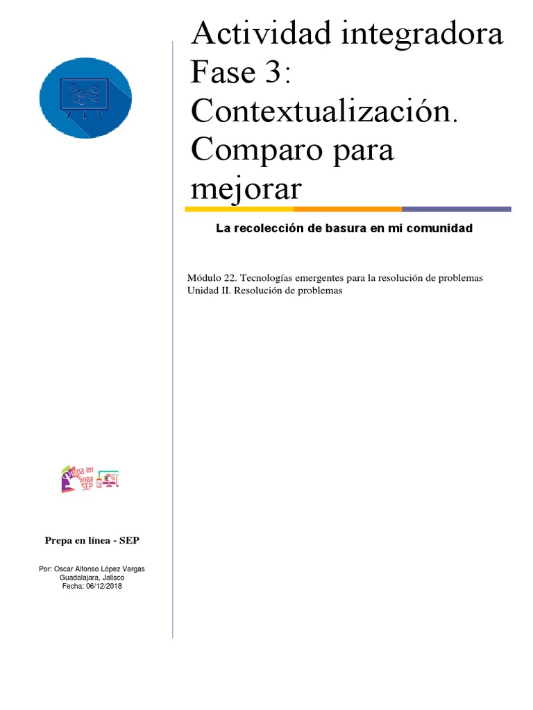 Actividad integradora Fase 3: Contextualización. Comparo para mejorar