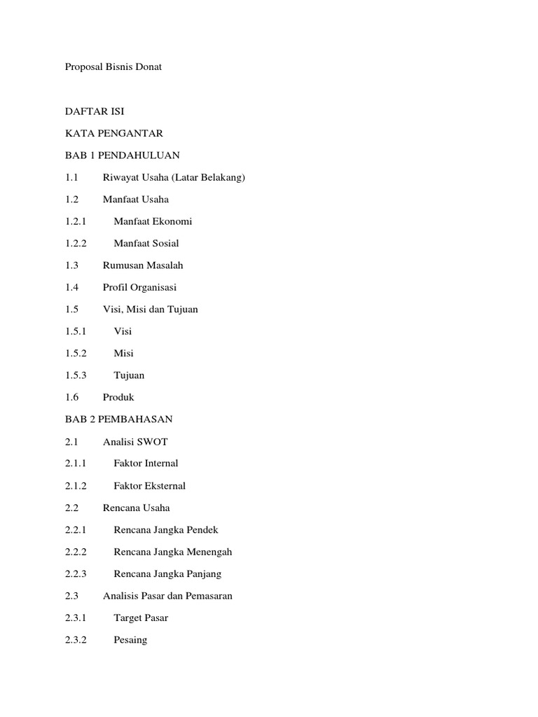 Proposal Bisnis Donat | PDF
