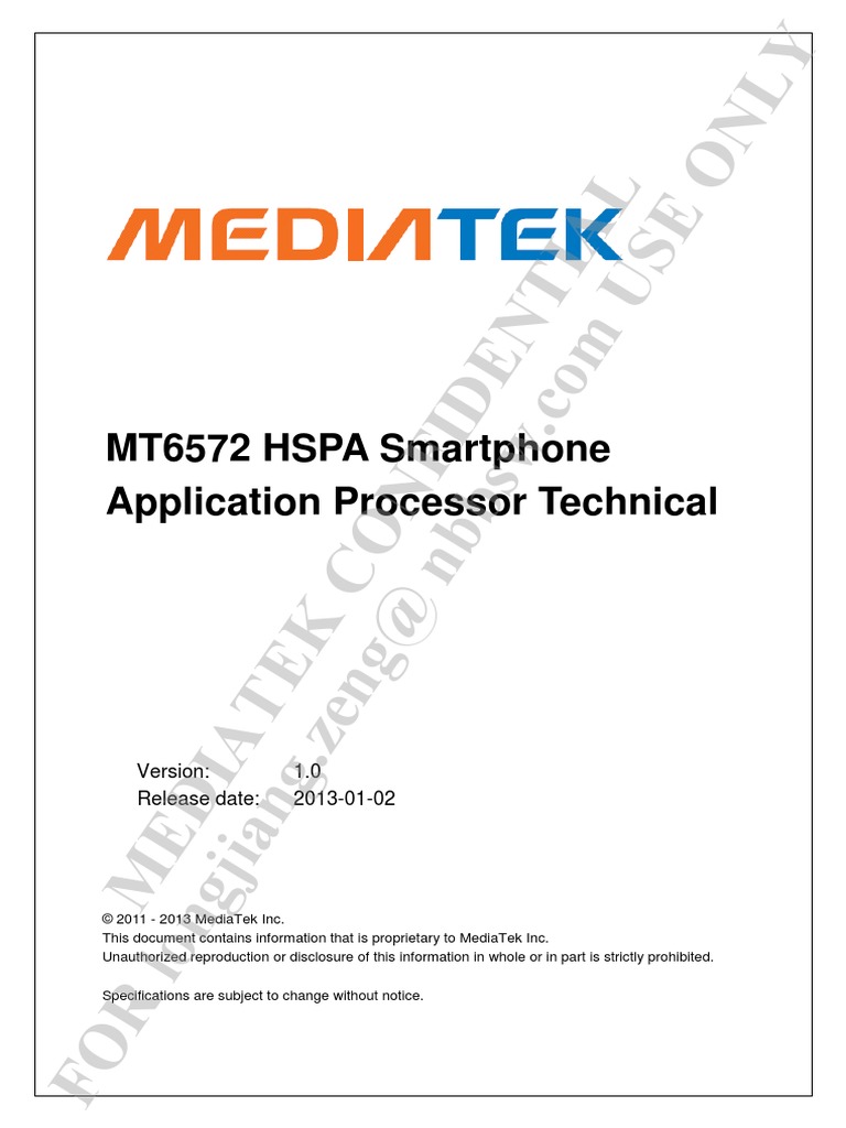 MT6572 MediaTek PDF | PDF | High Speed Packet Access | Electrical Engineering