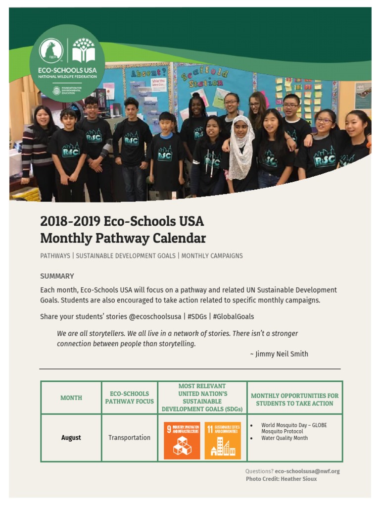 2018-2019 Monthly-Pathway-Calendar | PDF | Sustainability | Biodiversity