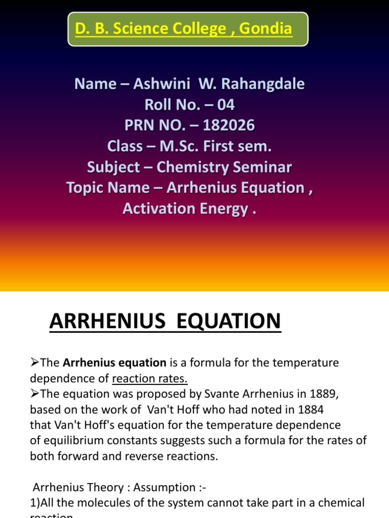 D. B. Science College, Gondia | PDF | Activation Energy | Continuum ...