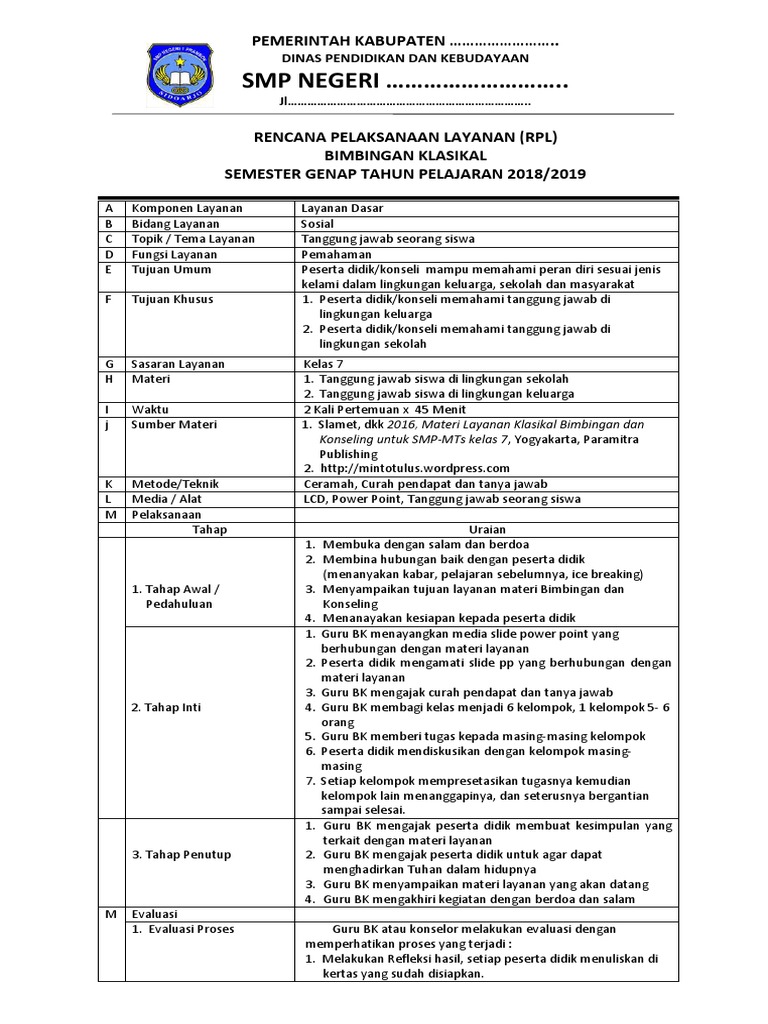 Rancangan Pemberian Layanan | PDF