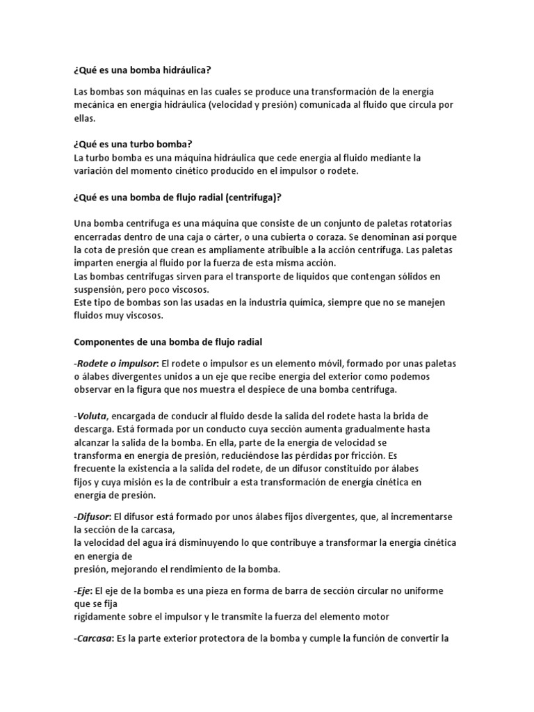 Bomba de Flujo Radial | PDF | Bomba | Ingeniería Química