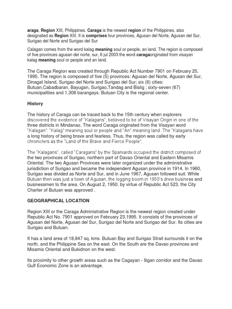 History: Araga, Region XIII, Philippines. Caraga Is The Newest Region ...