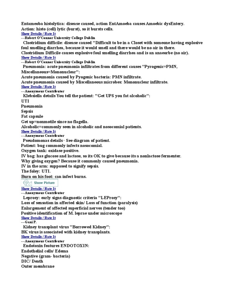 Bacteria Mnemonics | PDF | Streptococcus | Pneumonia