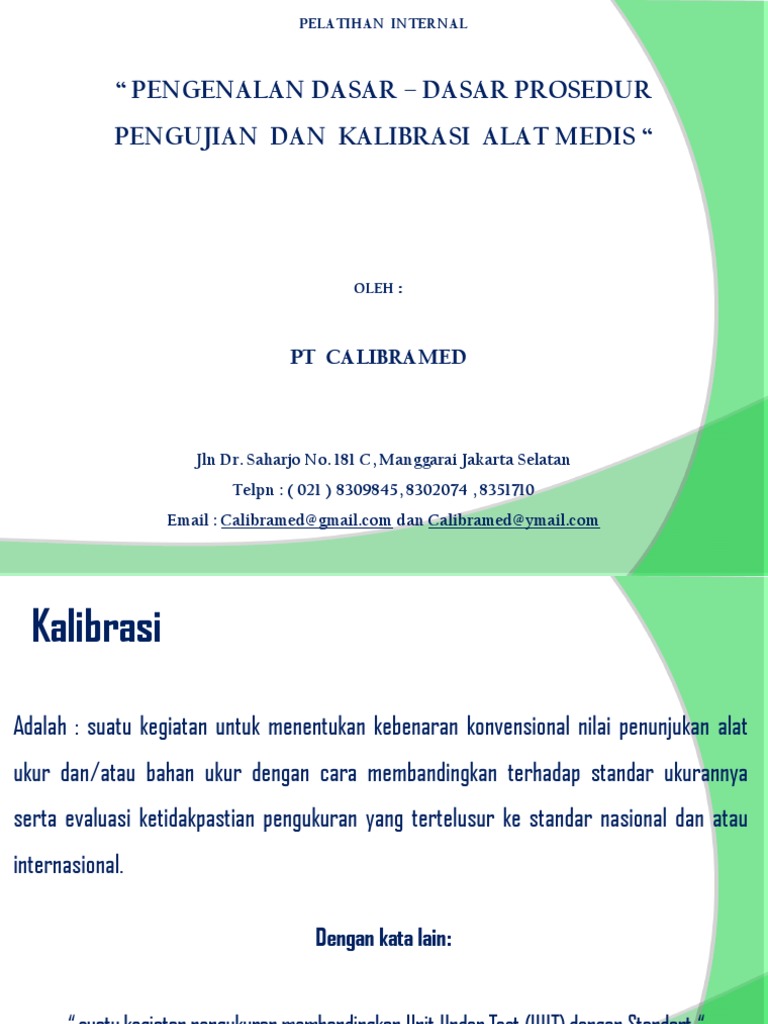 Kalibrasi Alat Medis: Panduan Lengkap | PDF