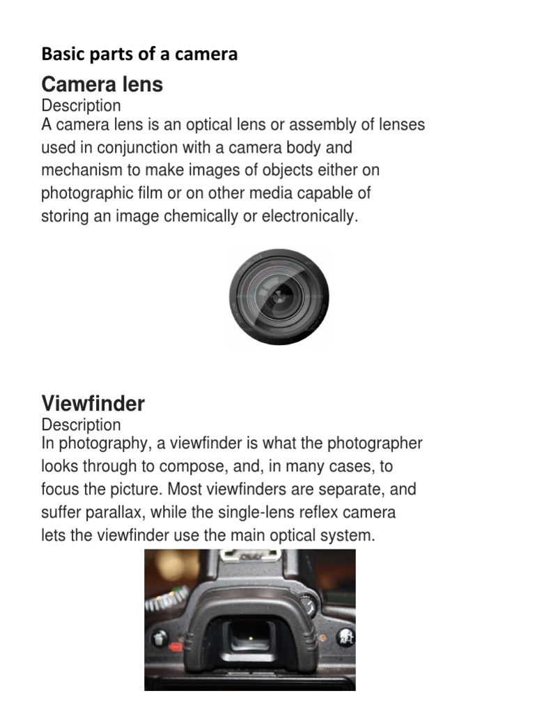 Basic Parts of A Camera | PDF