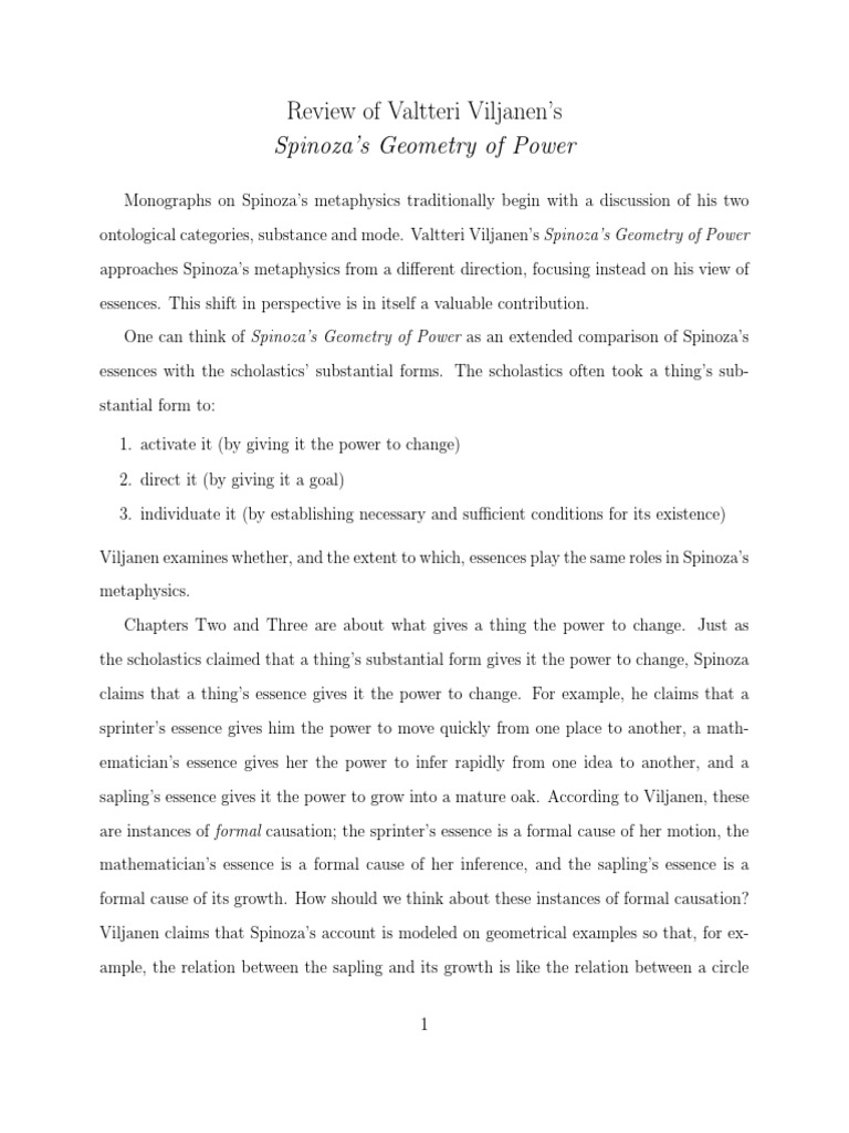 Spinoza's Geometry of Power | PDF | Causality | Baruch Spinoza