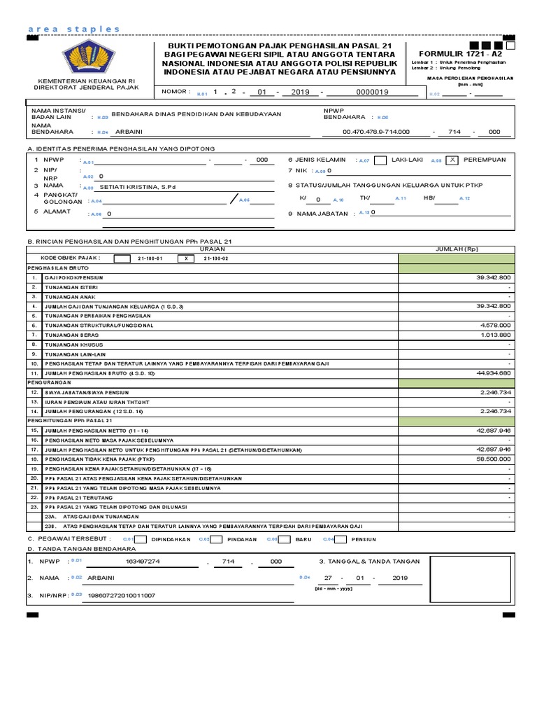 COntoh Pembuatan A2 Pajak | PDF
