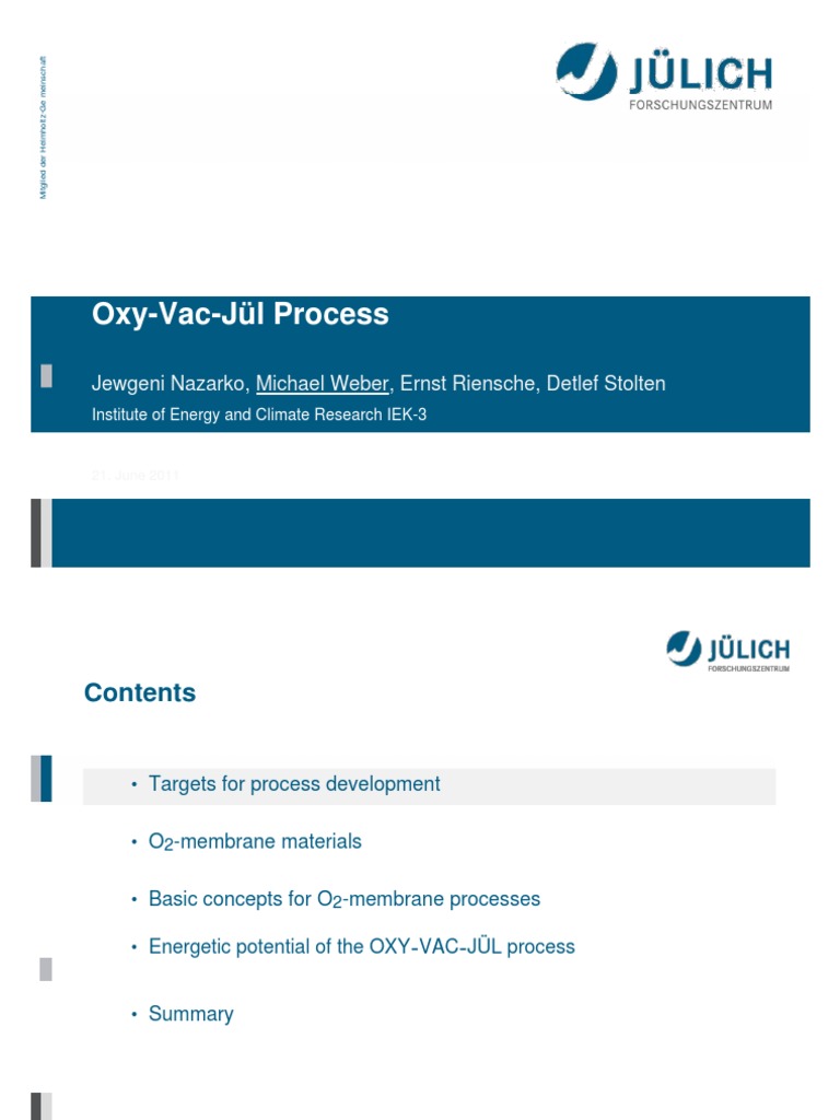Oxygen Supply For Oxyfuel Power Plants by Oxy-Vac-Jül Process ...