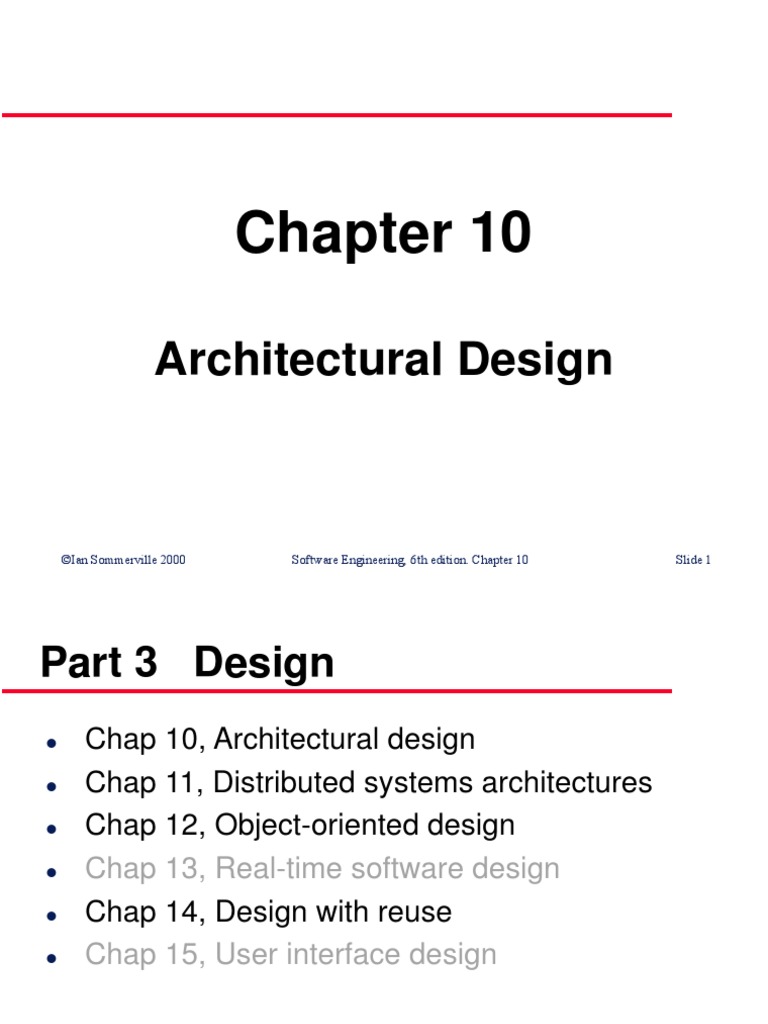 Architectural Design: ©ian Sommerville 2000 Software Engineering, 6th ...