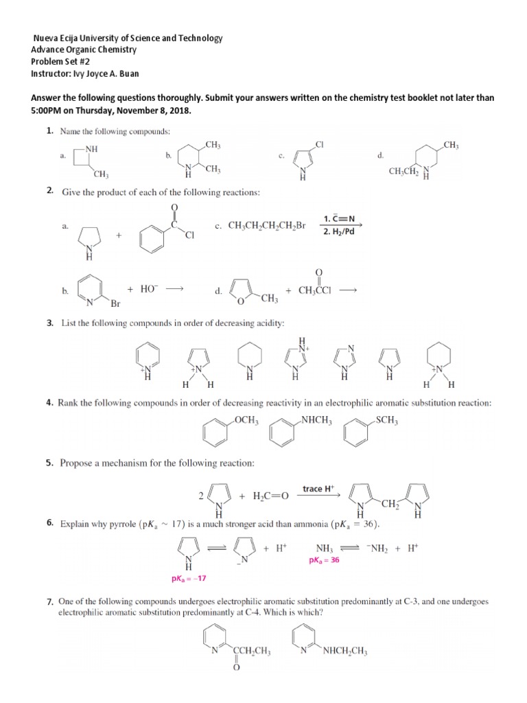 Problem Set Organic Chemistry | PDF