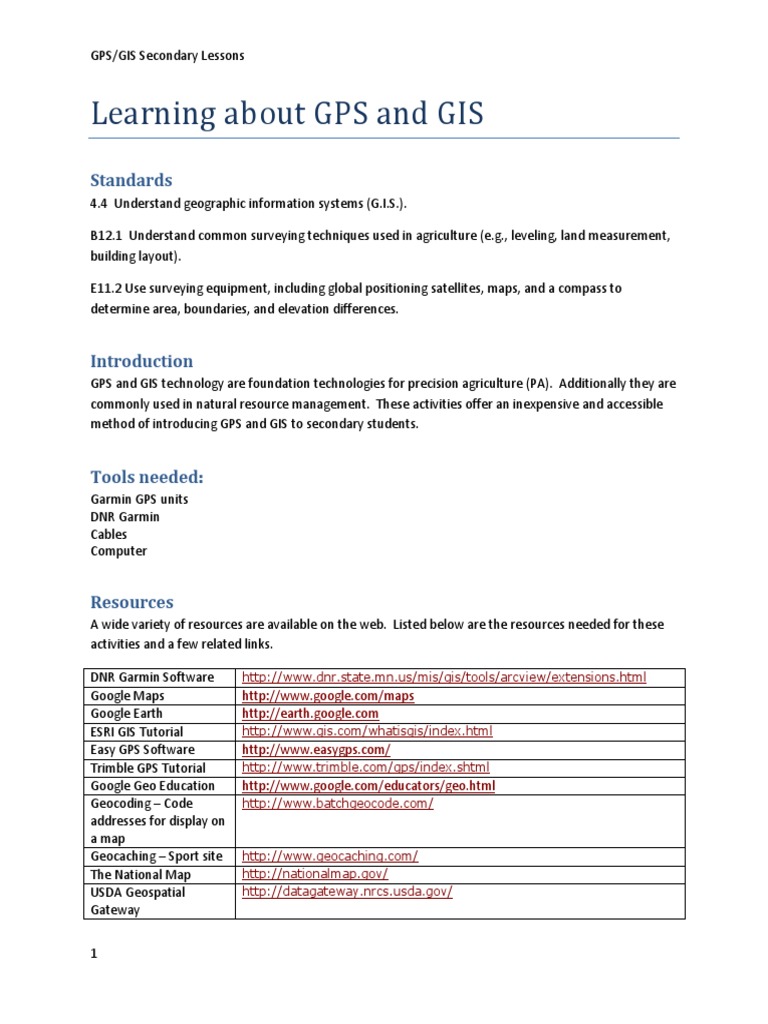 Learning About GPS and GIS: Standards | PDF | Global Positioning System ...