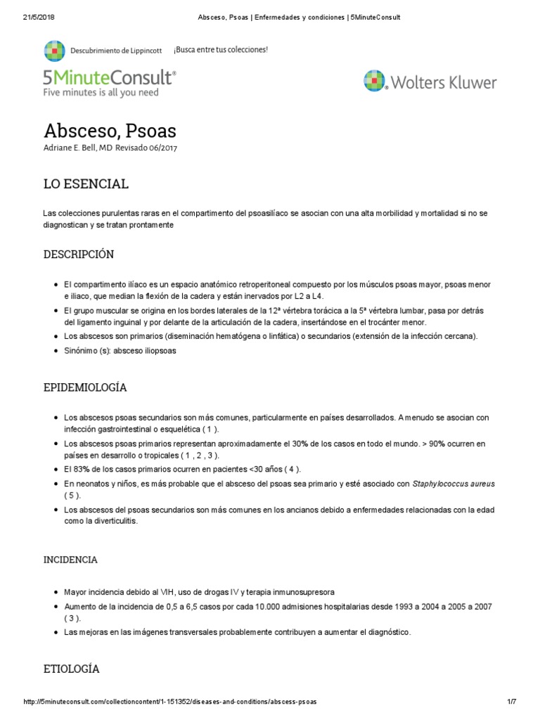Absceso, Psoas - Enfermedades y Condiciones - 5MinuteConsult PDF | PDF ...
