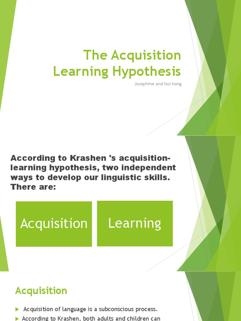 The Acquisition Learning Hypothesis | PDF