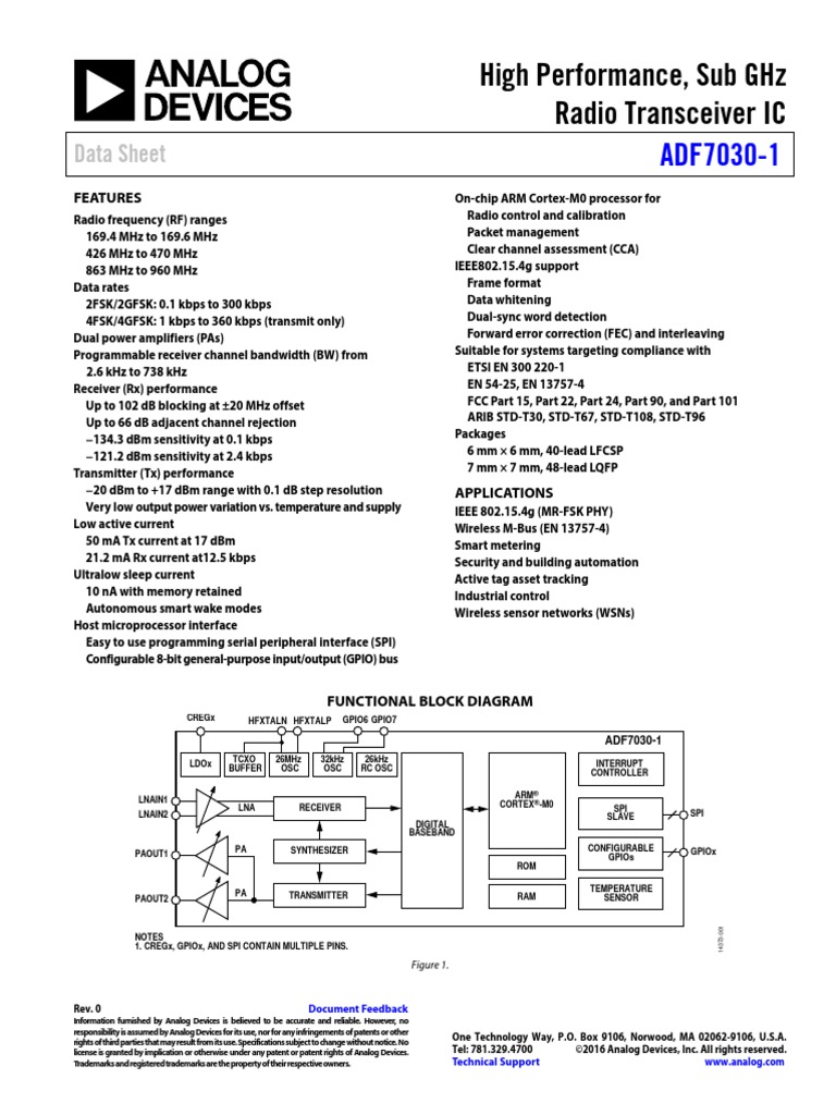 Adf7030 1 PDF | PDF | Bandwidth (Signal Processing ...