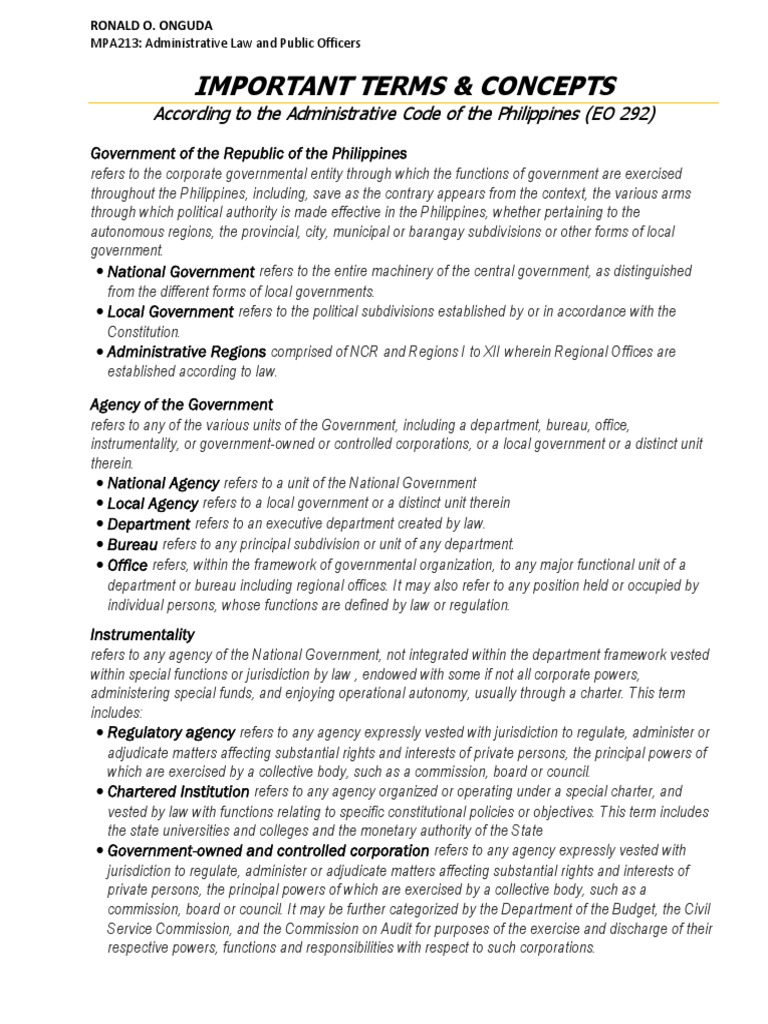 Important Terms in Public Administrative | PDF | Local Government ...